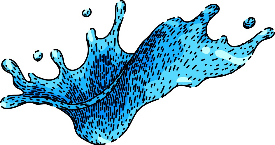 Splash water puddle sketch hand drawn Royalty Free Vector