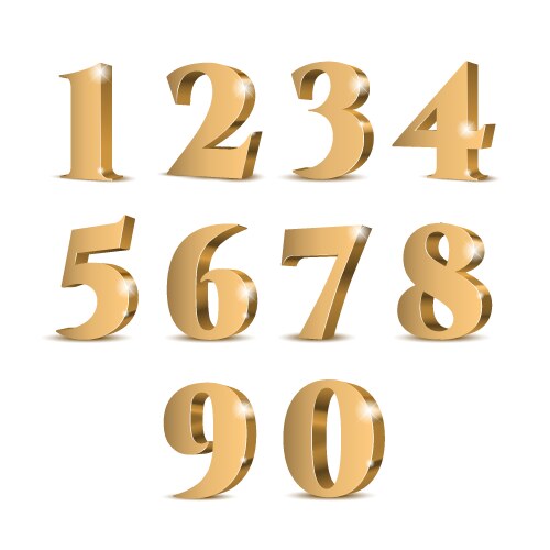 Gold realistic gold numbers isolated realistic Vector Image