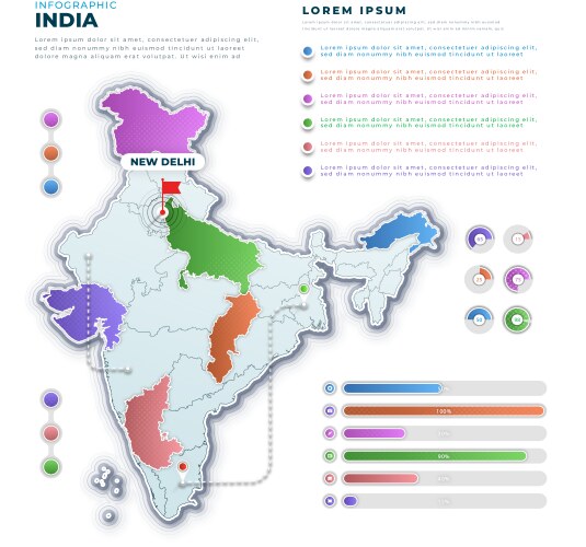 Gradient india map infographics Royalty Free Vector Image