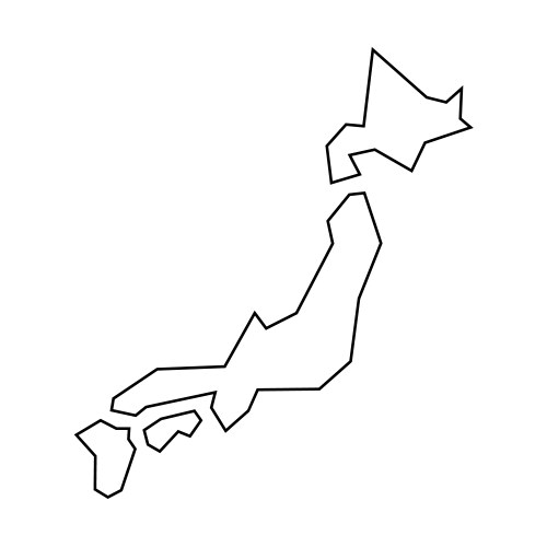 Map japan black thick outline highlighted Vector Image