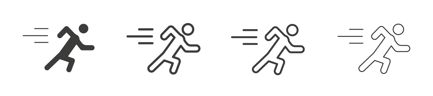 Running icon set in solid black and white color Vector Image