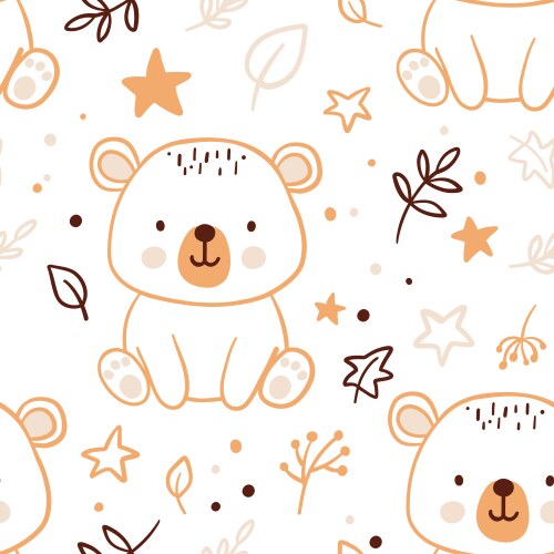 Drawing cute yellow bear with life ring having Vector Image