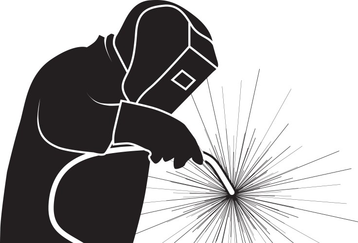 Welder welds metal black and white Royalty Free Vector Image