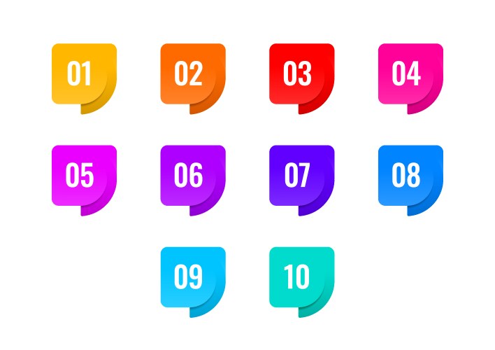 Colorful bullet point numbers Royalty Free Vector Image