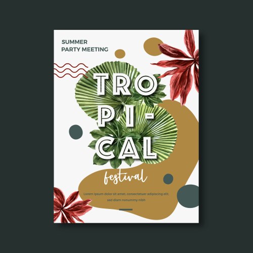 Tropical-themed poster design with monstera Vector Image