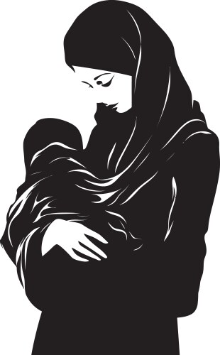 Veiled virtue hijab motherhood symbol cradled Vector Image