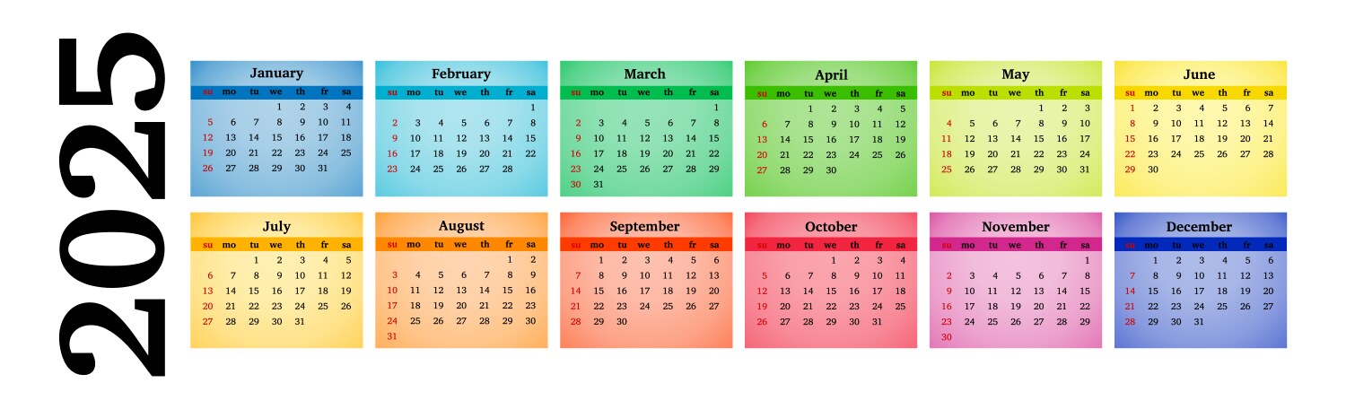 Set of calendars for 2025 isolated on a white Vector Image