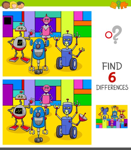 Differences educational game with two cartoon Vector Image