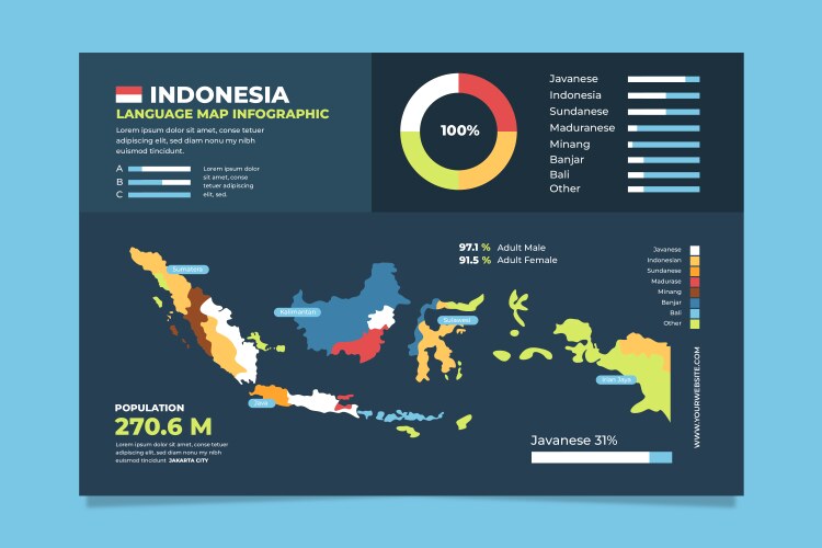 Indonesia map infographics Royalty Free Vector Image