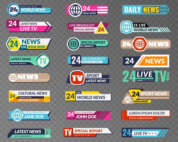 Tv title broadcasting banner graphic interfaces Vector Image