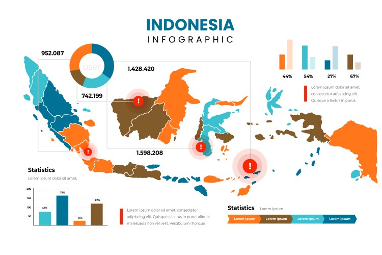 Indonesia map infographics Royalty Free Vector Image
