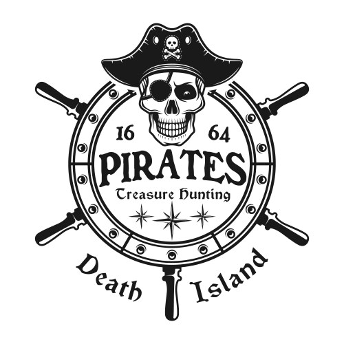 Pirate skull emblem with swords anchor Royalty Free Vector