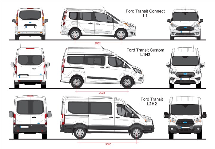 Set of ford vans and minivans 2014-present Vector Image