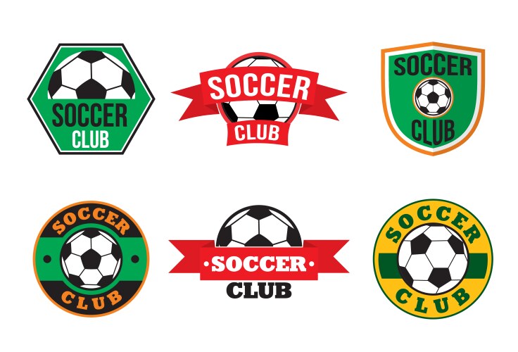 Soccer logo or football club sign badge set Vector Image