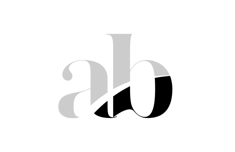 Ab black and white combination alphabet bold Vector Image
