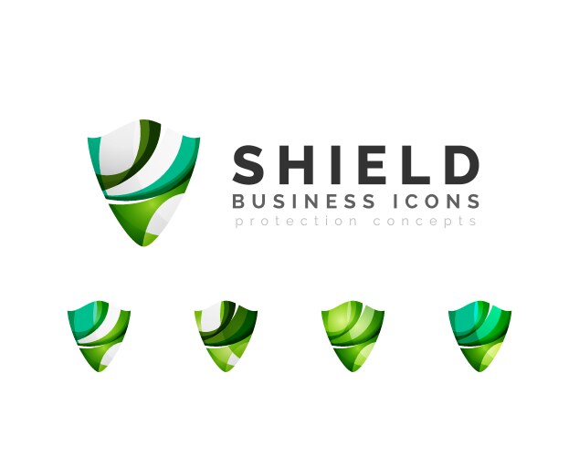 Set of protection shield logo concepts Royalty Free Vector