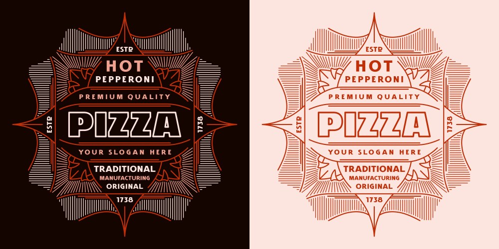 Template decorative label for the pizza box Vector Image