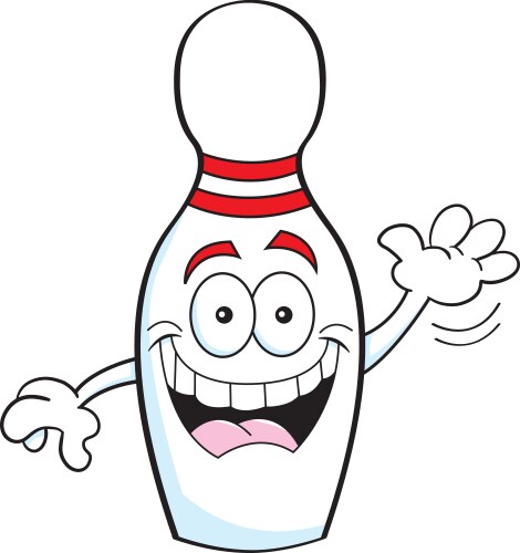 Bowling pin cartoon raising its hands Royalty Free Vector