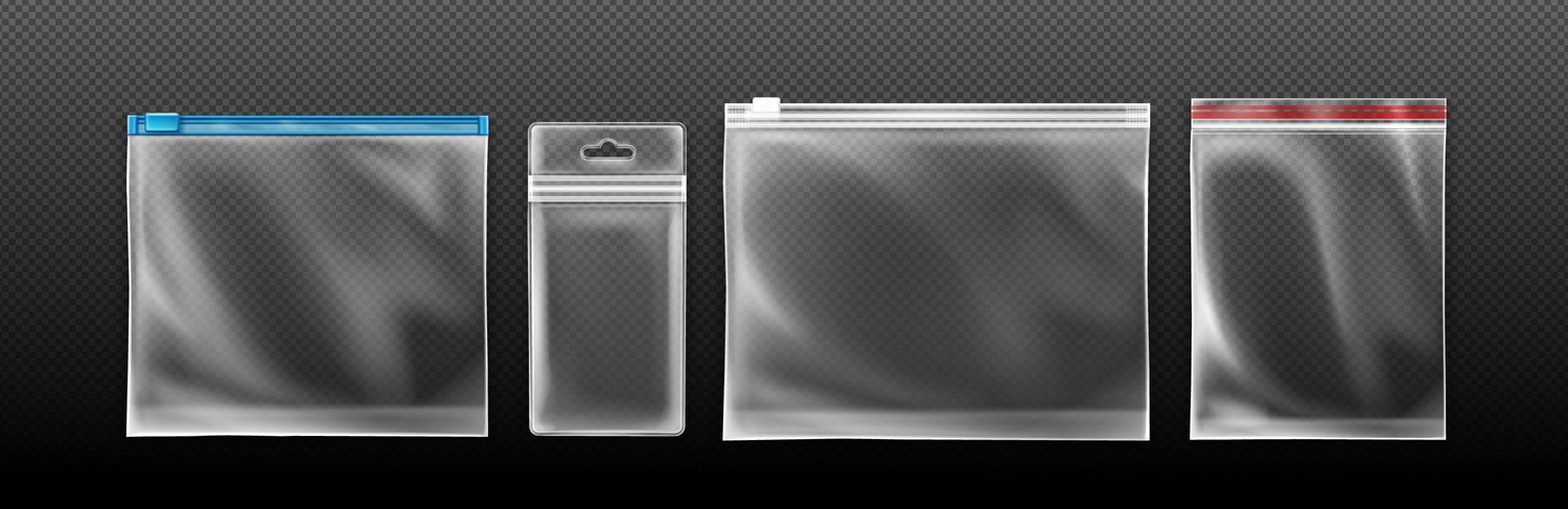 Clear zip lock bag set with transparent plastic – Royalty-Free Vector ...