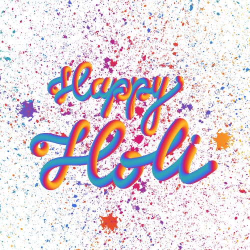 Happy holi sign with colorful triangles Royalty Free Vector