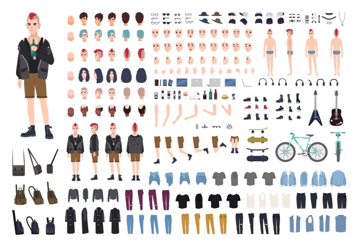 Young guy character constructor adult male Vector Image Young guy character constructor adult male Vector Image