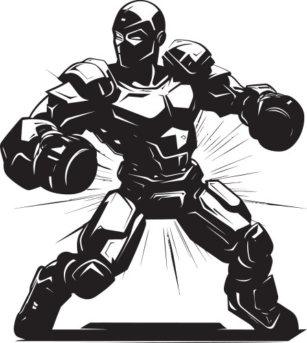 Titanium titan robot boxer black logo design Vector Image