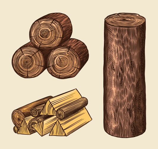 Wood or piece tree plank and log lumber Royalty Free Vector
