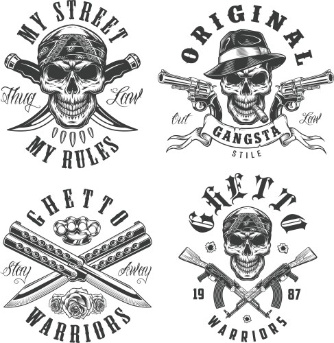 Set of gangster emblems Royalty Free Vector Image