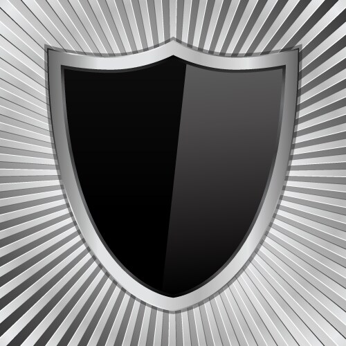 Black security shield sign on metal background Vector Image
