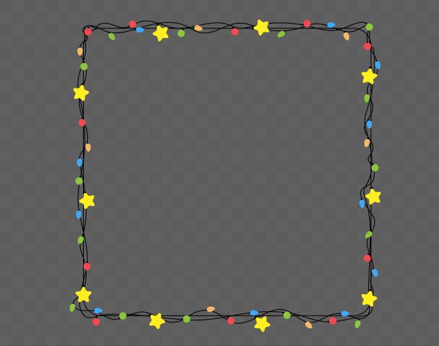 Frame with light garland christmas square border Vector Image