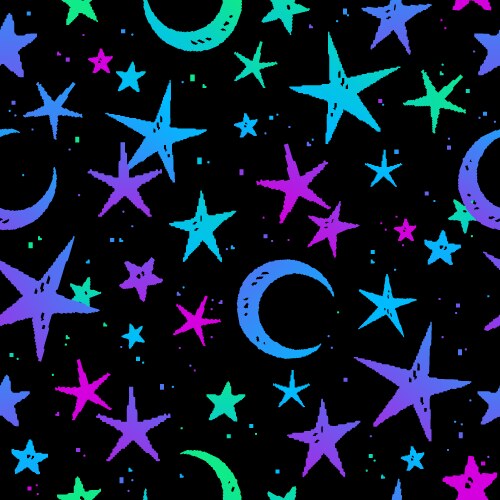 Neon star geometric seamless pattern Royalty Free Vector