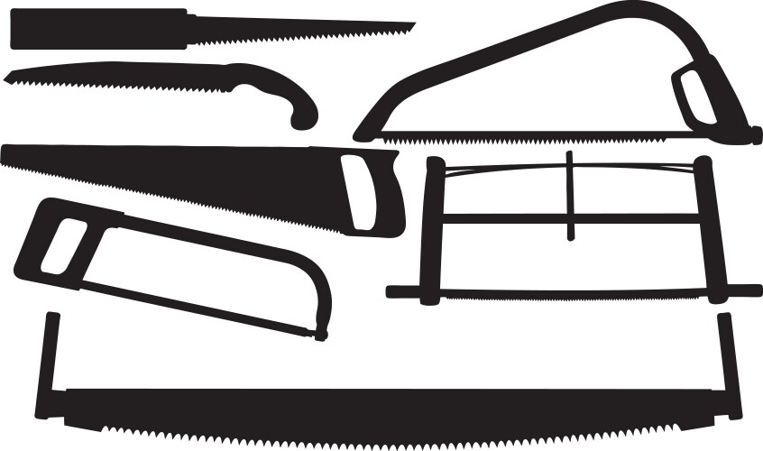 Manual wood saw tool isolated white Royalty Free Vector
