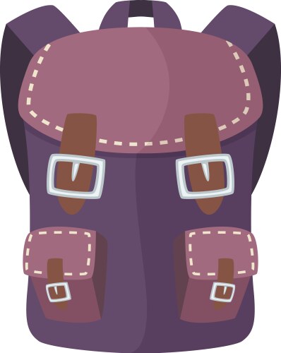 Brown backpack front view travel bag Royalty Free Vector