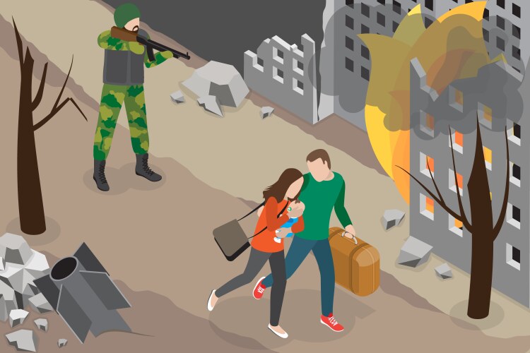 Fighting terrorists isometric Royalty Free Vector Image