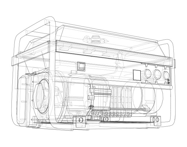 Mobile power generator blueprints Royalty Free Vector Image