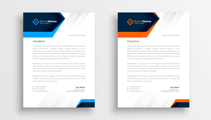 Set of two official letterhead layout Royalty Free Vector