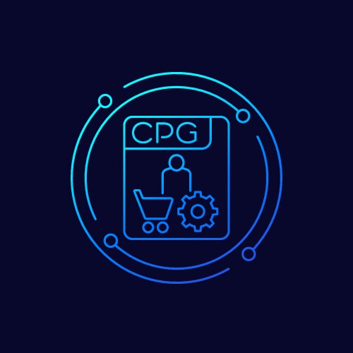 Cpg icon consumer packaged goods design Royalty Free Vector