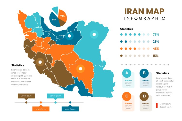 Iran map infographics Royalty Free Vector Image