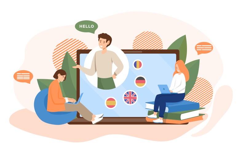 Language school english lesson group people Vector Image