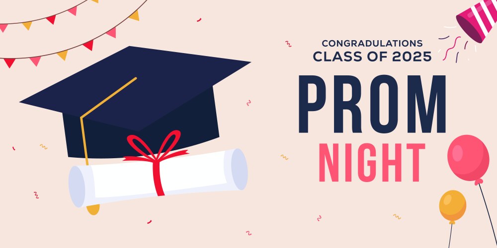 Prom night celebration class of 2025 poster Vector Image