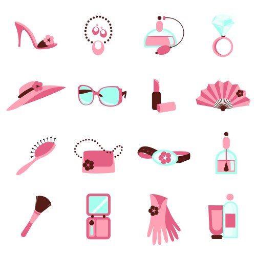 Colorful set of pink color objects visual Vector Image