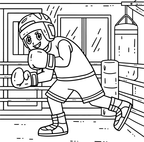 Boxing boxer punching coloring page for kids Vector Image