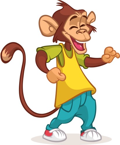 Cartoon happy monkey dancing Royalty Free Vector Image