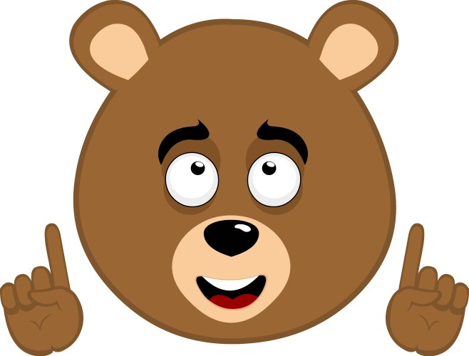 Head brown bear cartoon hands counting Royalty Free Vector