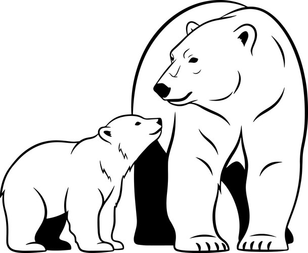 Mother Polar Bear & Cub - A Sweet Scene – Royalty-Free Vector | VectorStock