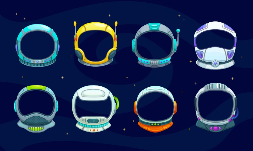 Kids space astronaut helmets photo booth template Vector Image