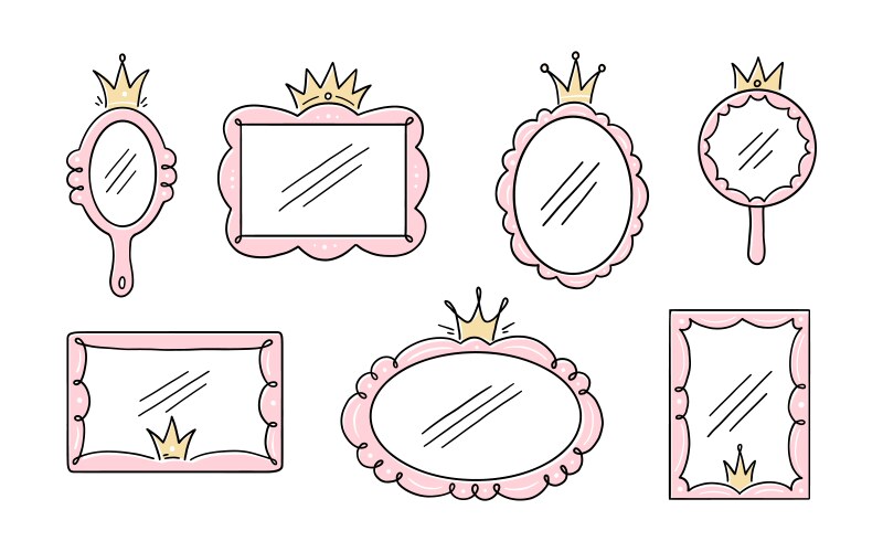 Princess mirror frames set Royalty Free Vector Image