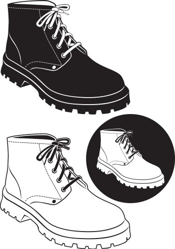 Black army boots Royalty Free Vector Image - VectorStock