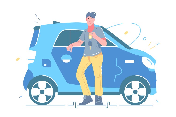 Car rental booking reservation and sharing using Vector Image