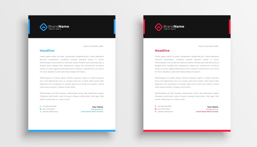 Set of two a4 formal letterhead layout for Vector Image